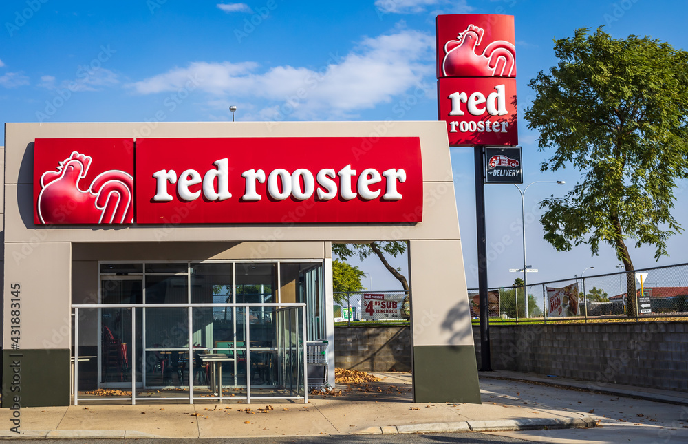 Foto stock di Perth, Australia - May 5, 2021: Red Rooster Chicken is a ...