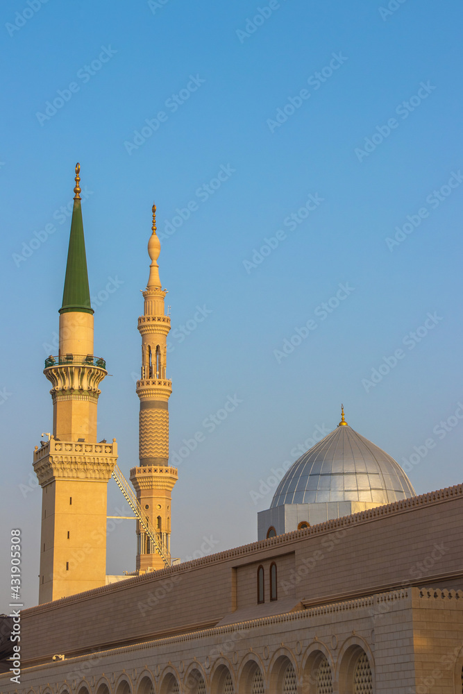 Ottoman Turkish style minaret in Medina. Minarets of Masjid Nabawi ...