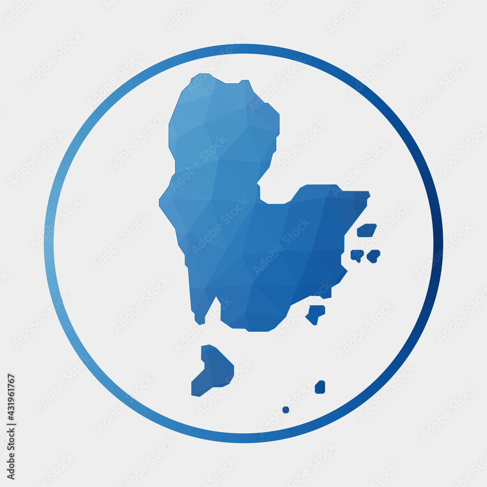 Redang Island icon. Polygonal map of the island in gradient ring. Round ...
