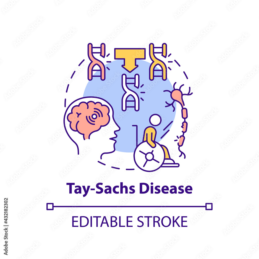 Tay sachs disease concept icon. Problem with nerve cells. Inherited illness. Genetic disorder ...
