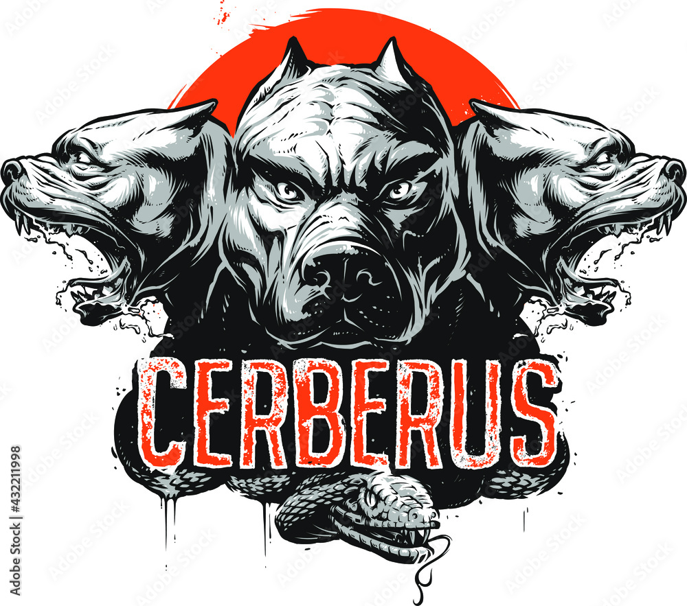 Angry Cerberus. Three headed dog Stock Vector | Adobe Stock