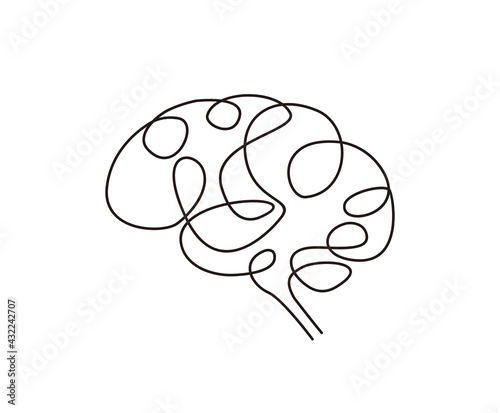 Continuous one line drawing of brain. Human brain single line design ...