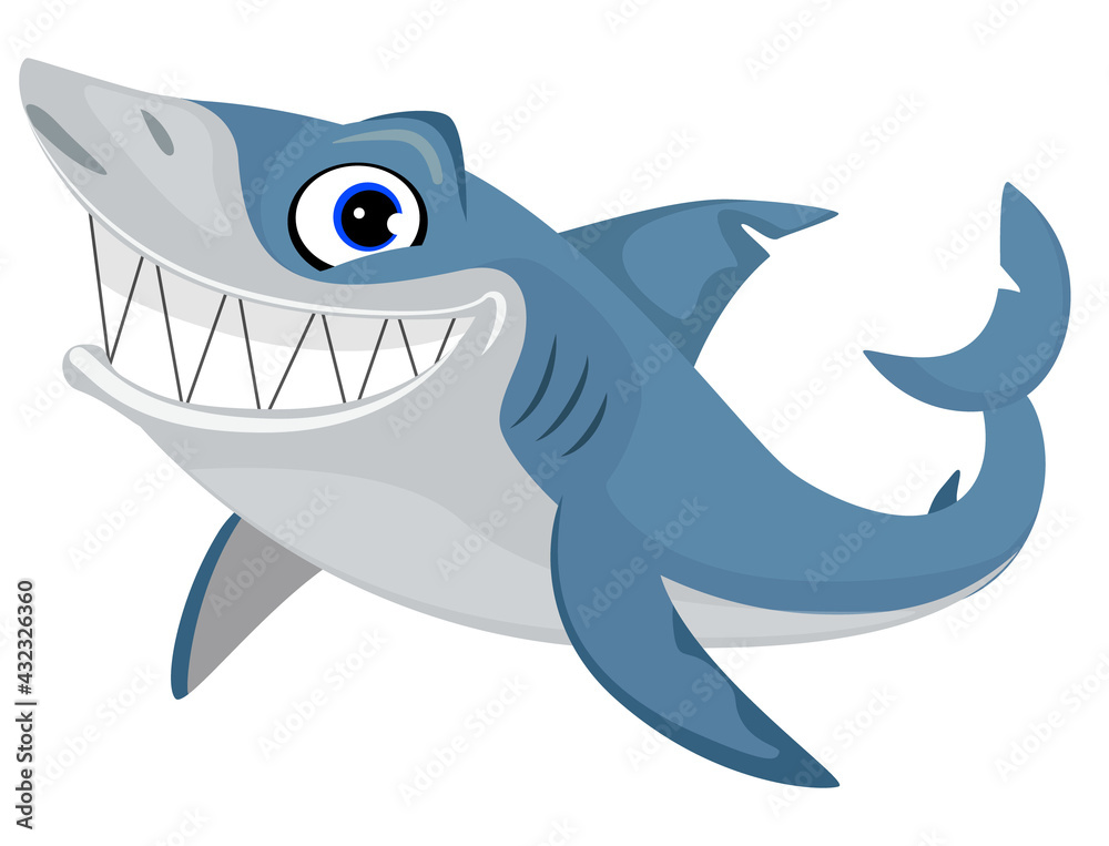 shark cartoon isolated on white Stock Illustration | Adobe Stock