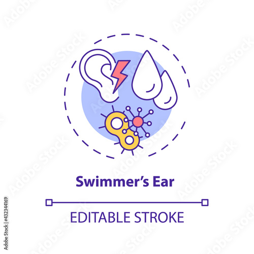 Swimmer ear concept icon. Ear condition idea thin line illustration ...