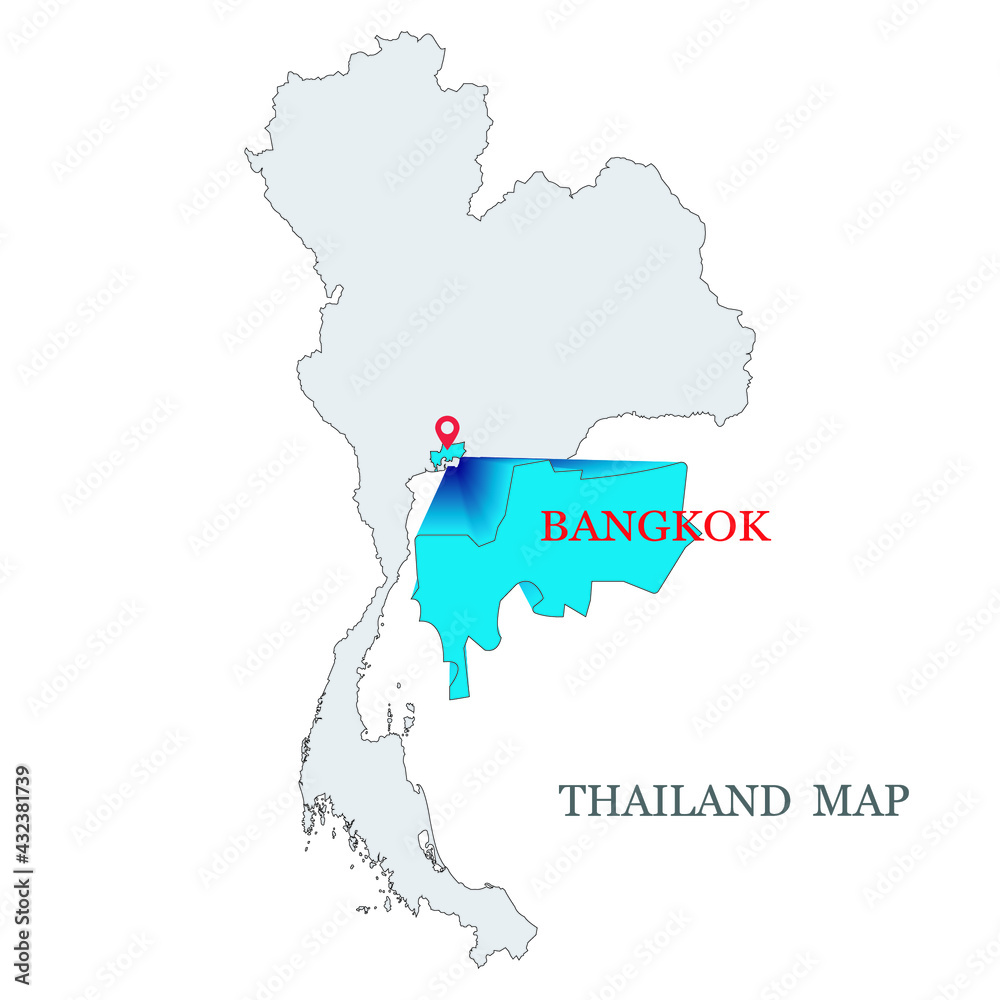 Maps of Thailand with red maps pin on blue color of Bangkok Stock ...