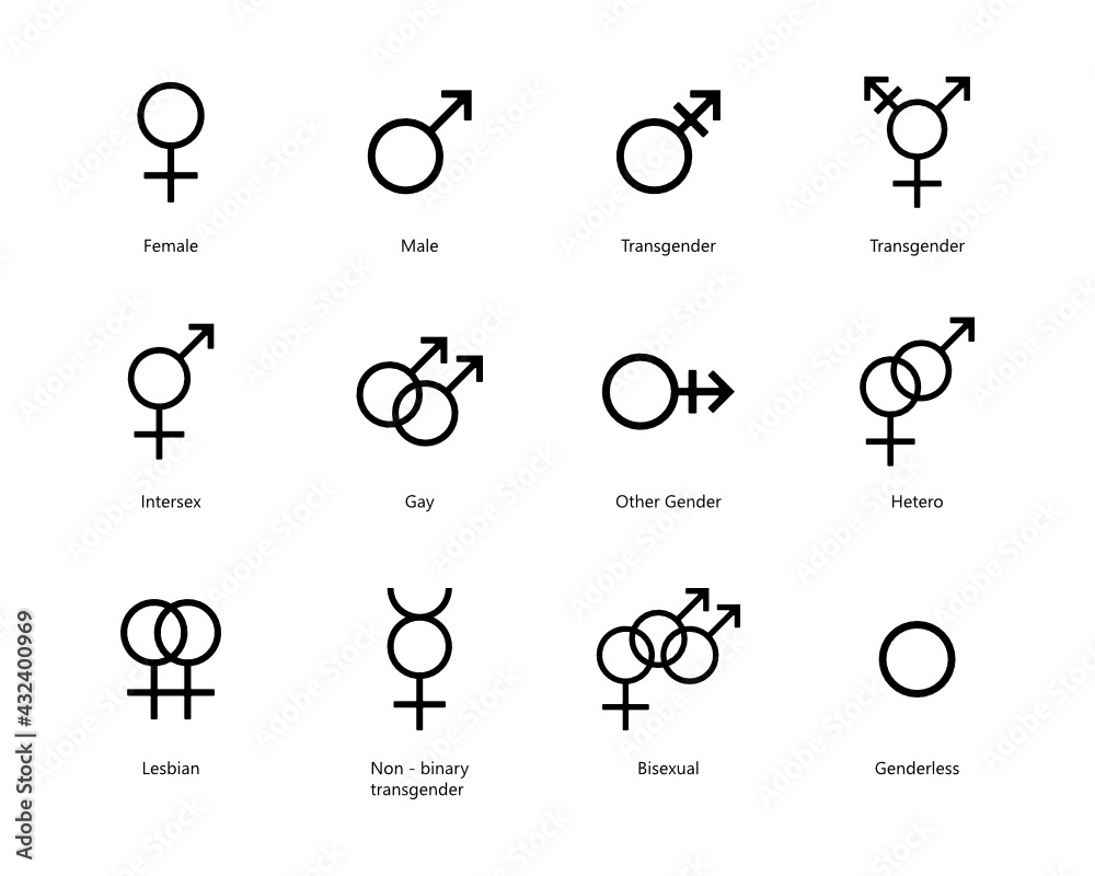 Gender icons. Gender SVG icon set. Male, female, transgender, hybrid ...