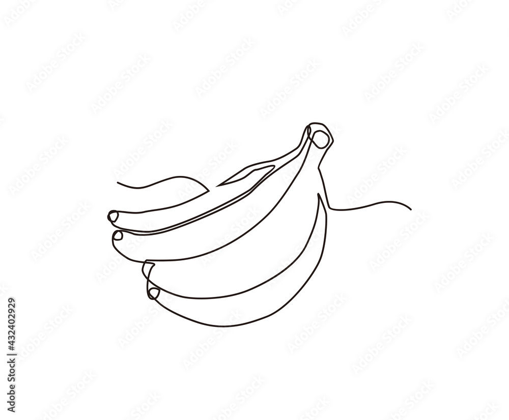 Continuous one line drawing of banana. single line banana design. Hand ...