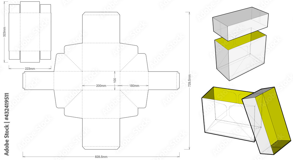 Top and Bottom box (Internal measurement 20x10x15cm) and Die-cut ...