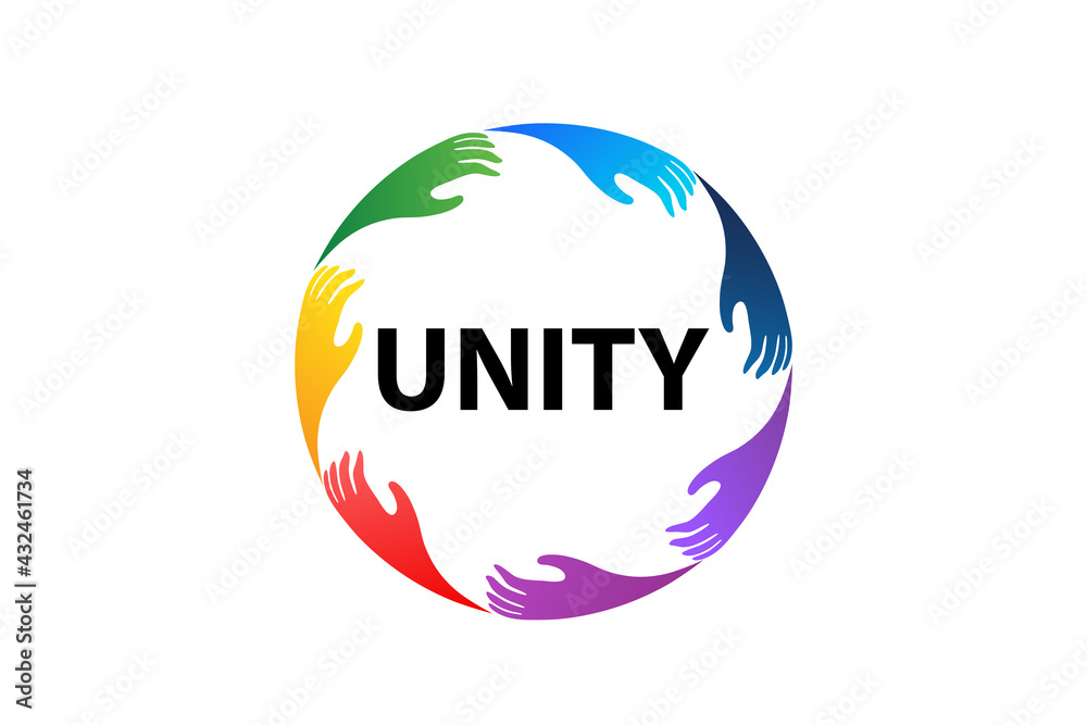 Logo hands unity volunteer people colorful teamwork vector image Stock ...