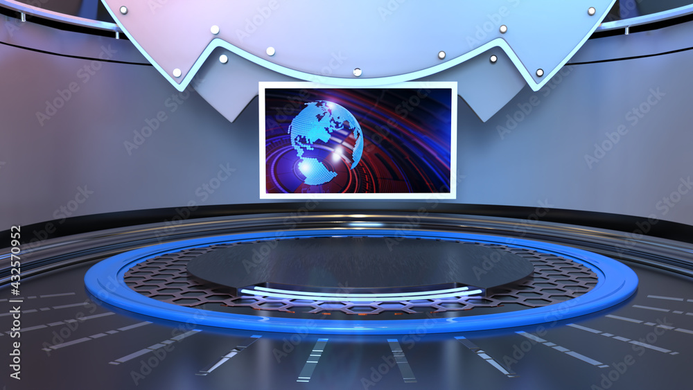 News Studio, Backdrop For TV Shows .TV On Wall.3D Virtual News Studio ...