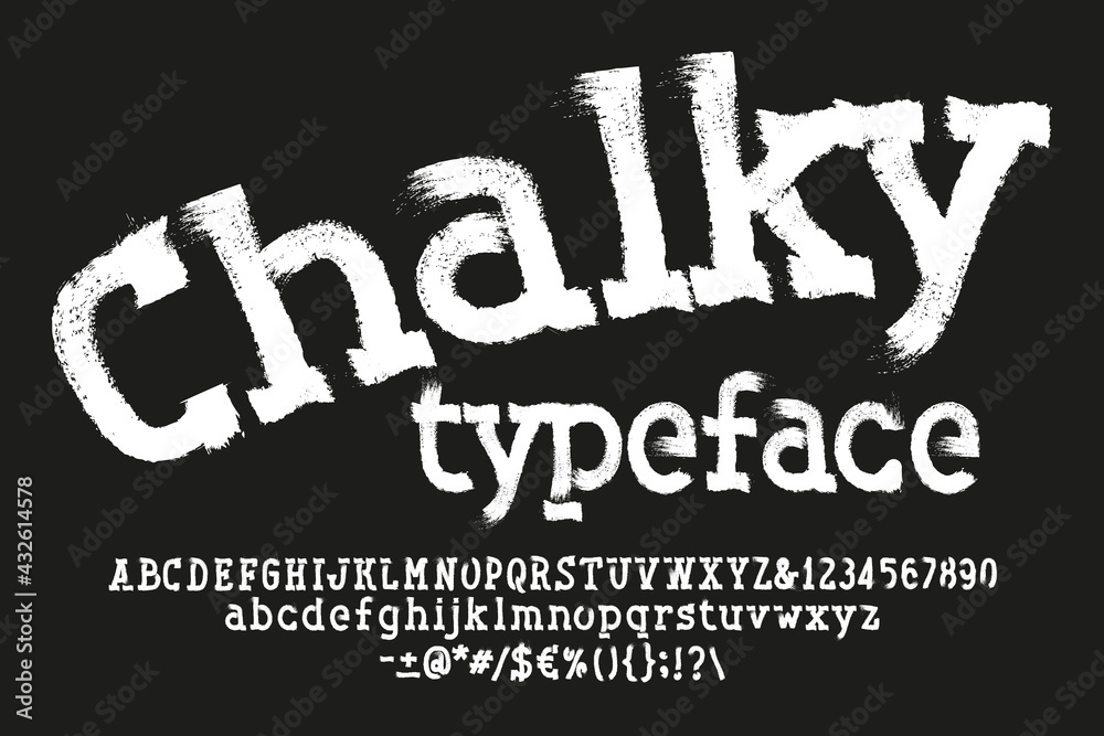 Chalky alphabet font. Hand drawn uppercase and lowercase letters ...