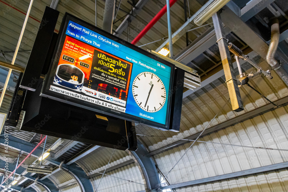 Skytrain timetable Makkasan station Airport rail link Bangkok Thailand ...