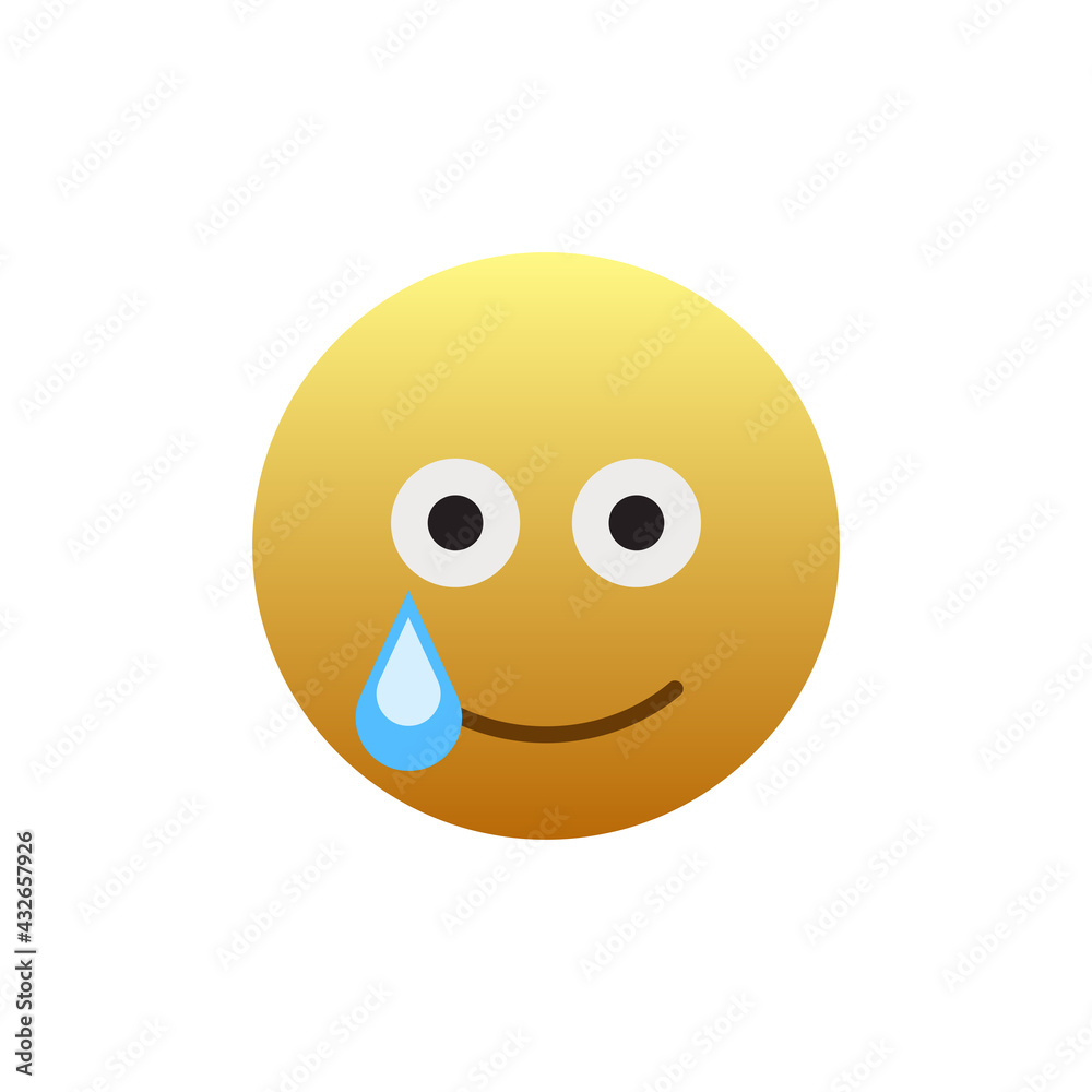 Yellow smiley crying emoticon isolated on white background. Emoji ...
