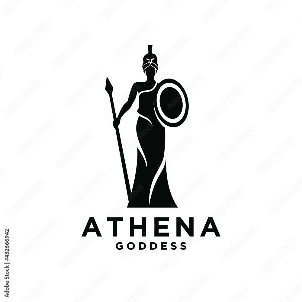 premium Athena the goddess black vector logo illustration design ...