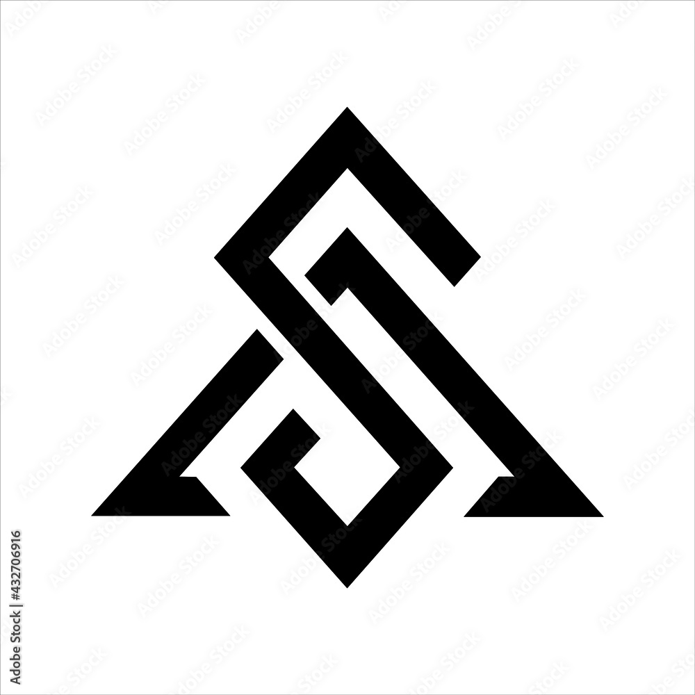 SA AS letter initial triangle logo design Stock Vector | Adobe Stock