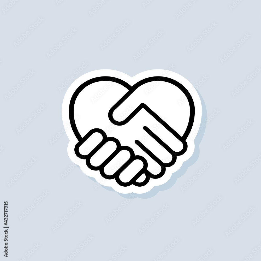 Handshake sticker. Heart symbol. Hand Shake with Heart shaped ...