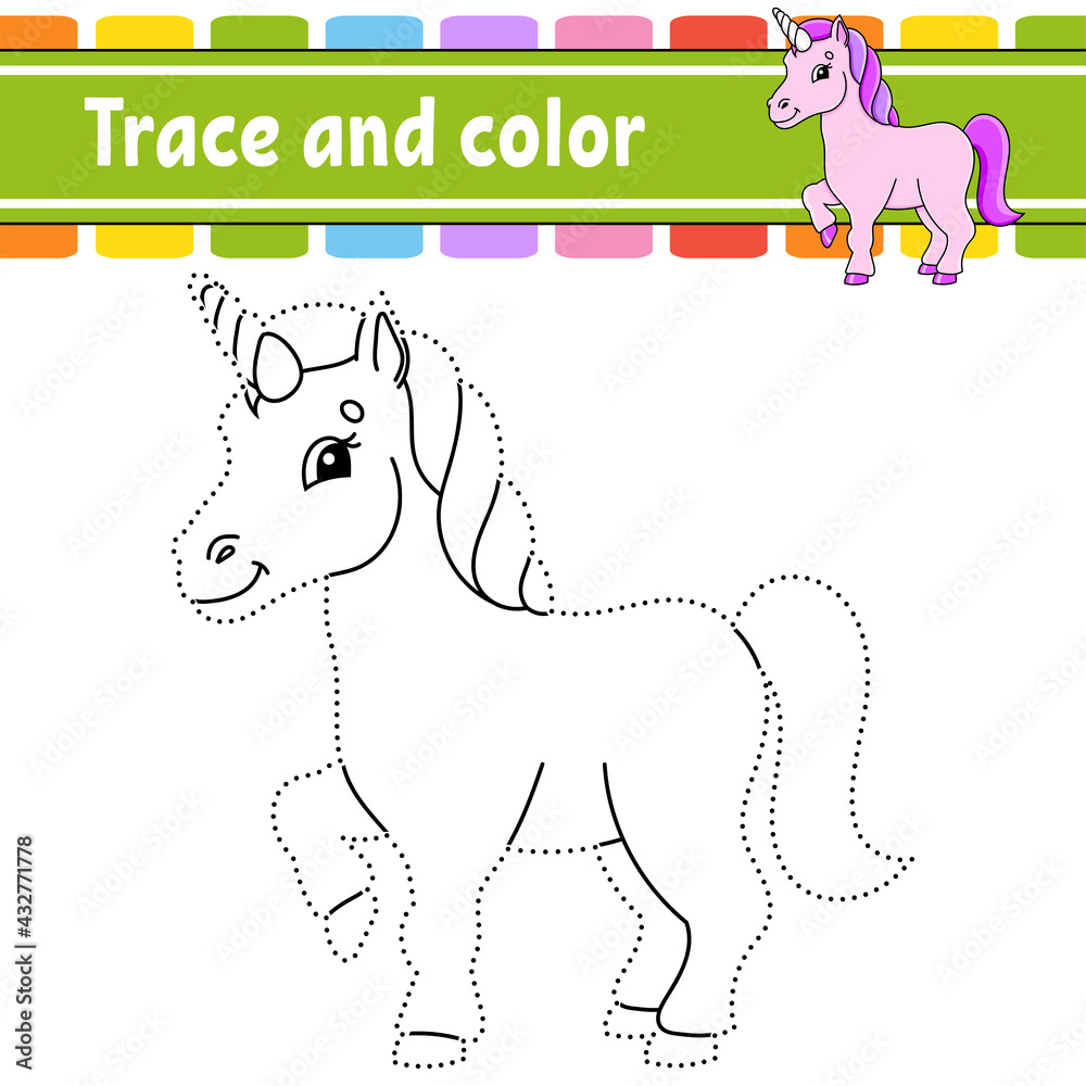 Trace and color. Coloring page for kids. Handwriting practice ...