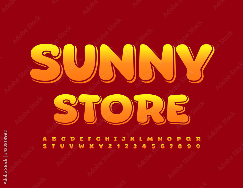 Vector bright logo Sunny Store with Glossy Font. Gradient color ...