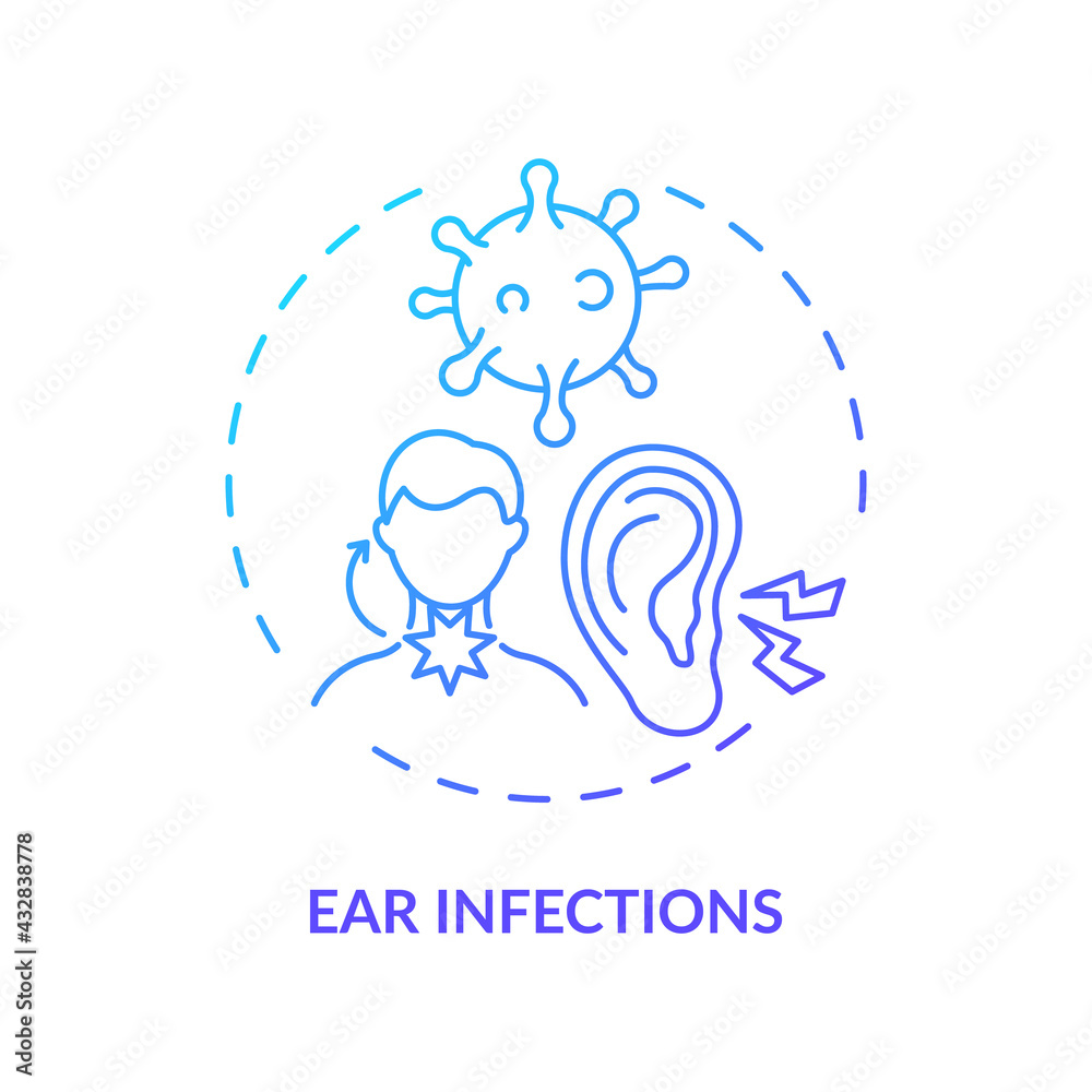 Ear infections concept icon. Acute otitis media idea thin line ...