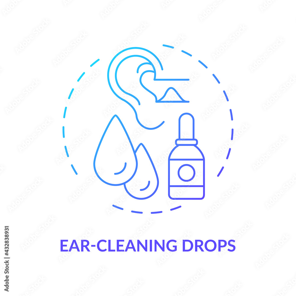 Ear-cleaning drops concept icon. Ear hygiene method idea thin line ...
