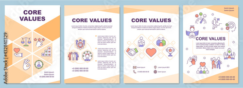 Core values brochure template. Personal ethics, ideals. Flyer, booklet ...
