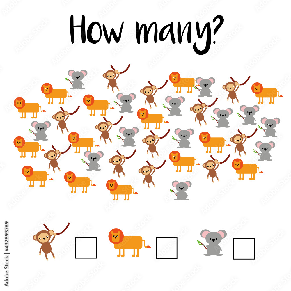 Vektor How many objects.Preschool Counting Activities. Printable ...