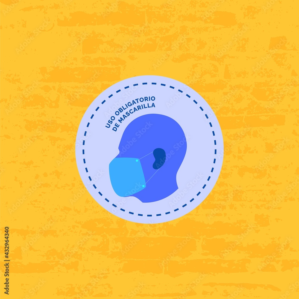 Vector de Stock Adhesivo de uso obligatorio de mascarilla/tapabocas ...