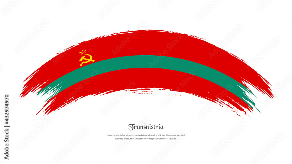 Flag of Transnistria in grunge style stain brush with waving effect on ...