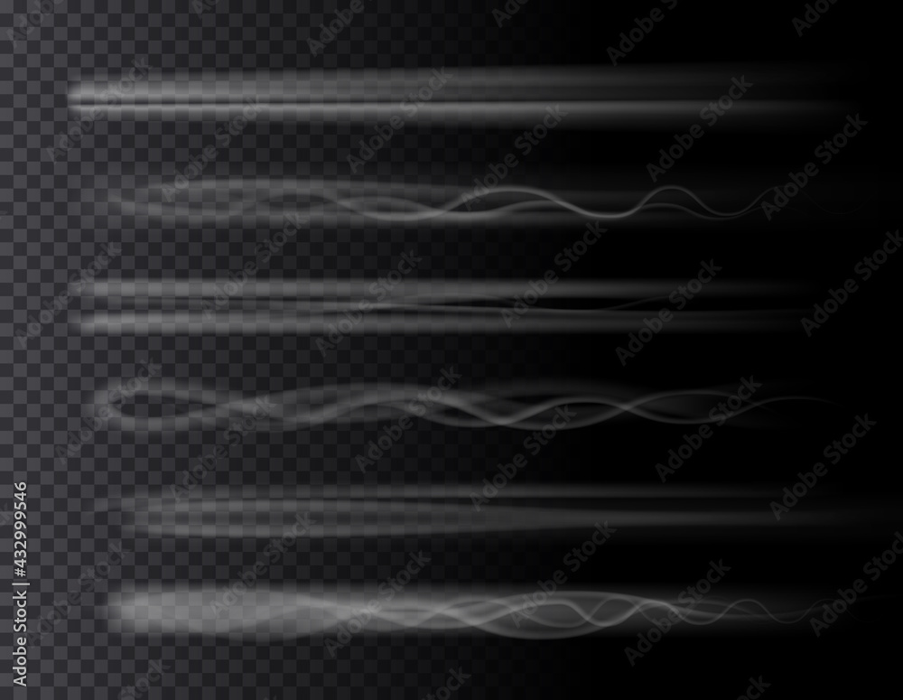 Smoke air trail set isolated 3D effects on transparent background ...