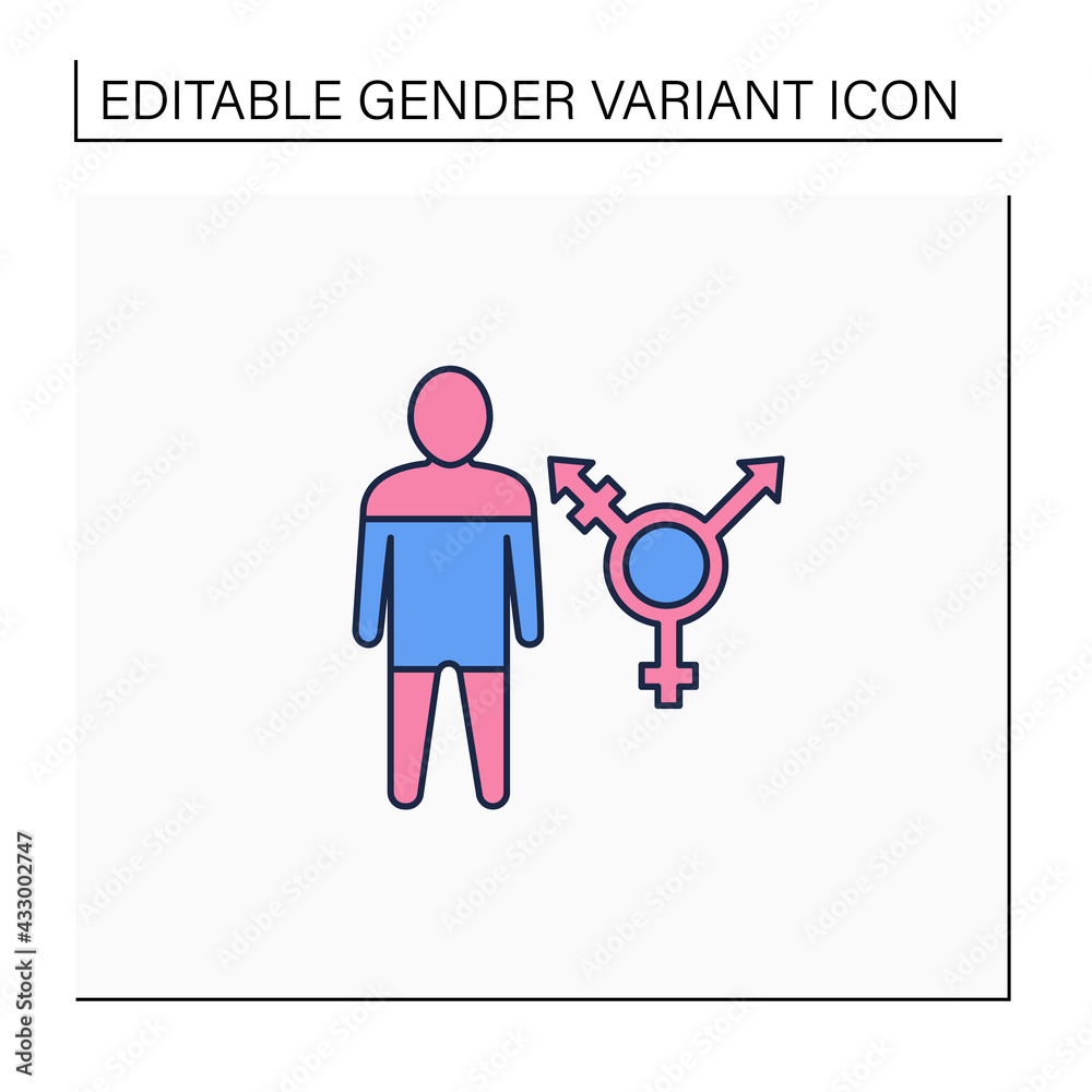Gender variant line icon. Nonconformity. Person does not match ...