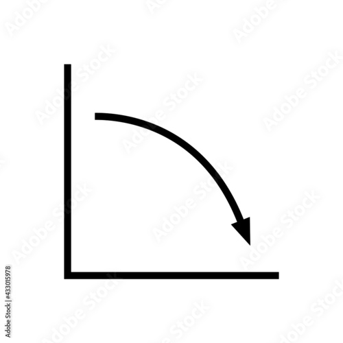 Decline trend icon. Presentation chart with downward curve with ...