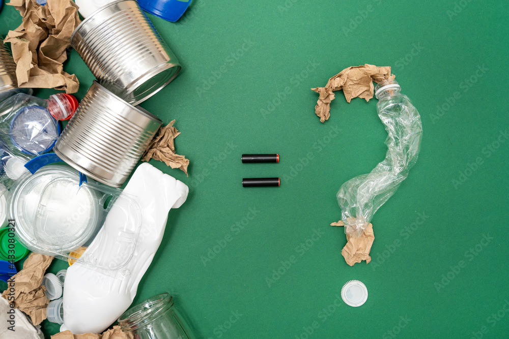 Question mark made of plastic and paper waste Stock Photo | Adobe Stock