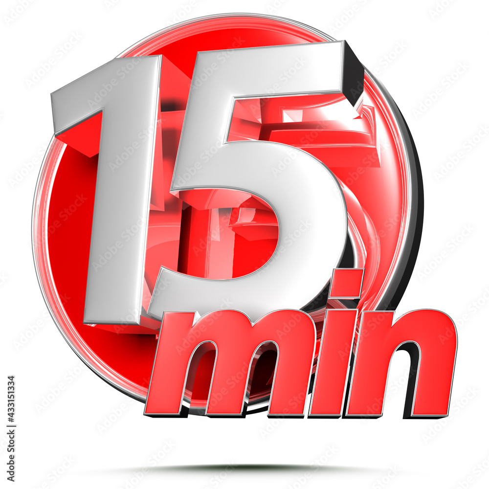 Timer sign 15 min on white background with clipping path. Stock ...