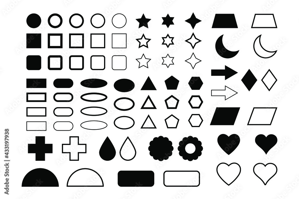 Basic geometric shapes: triangle, square, circle, rectangle, oval ...