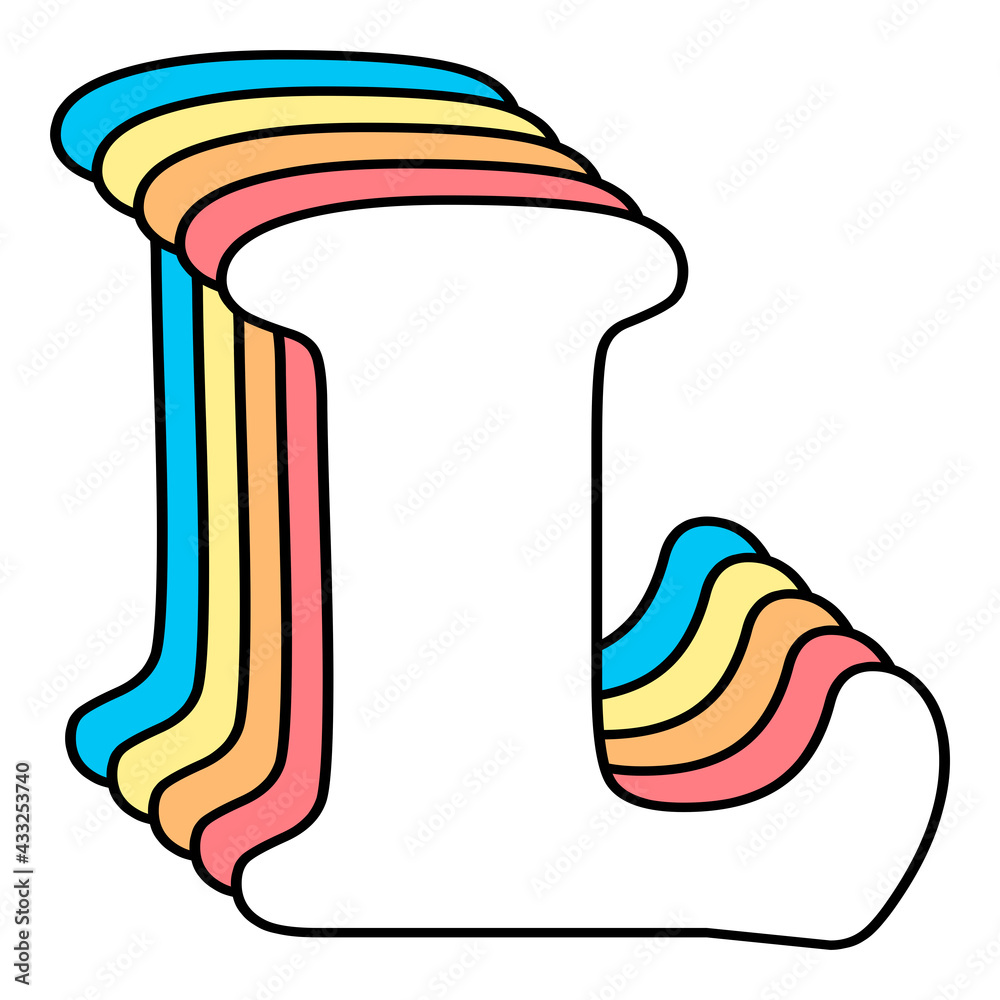 Letter L Monogram Letters Retro Font Rainbow Cute Pretty Aesthetic ...