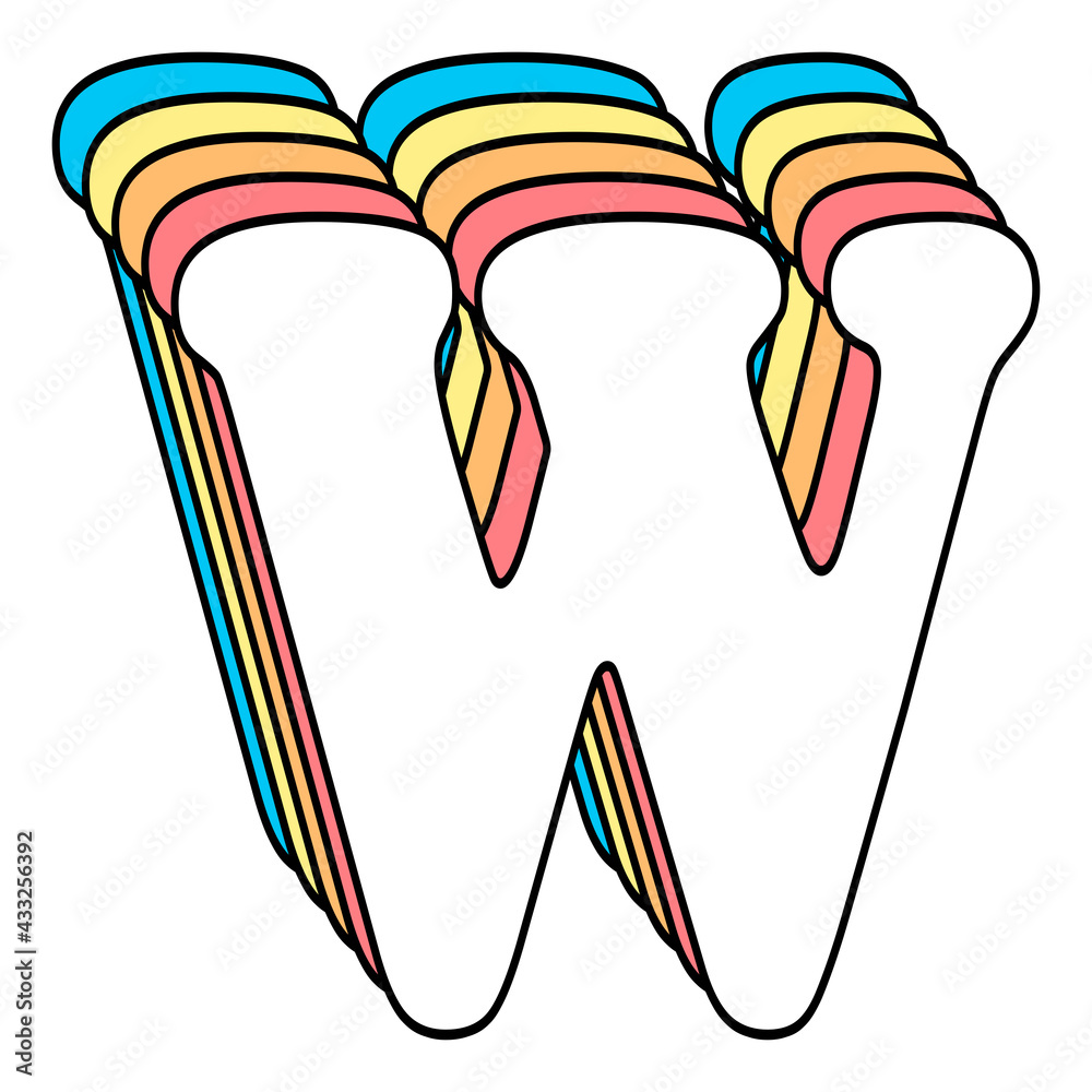 Letter W Monogram Letters Retro Font Rainbow Cute Pretty Aesthetic ...