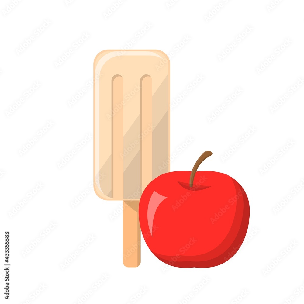 Cartoon comic vector of apple popsicle Stock Vector | Adobe Stock