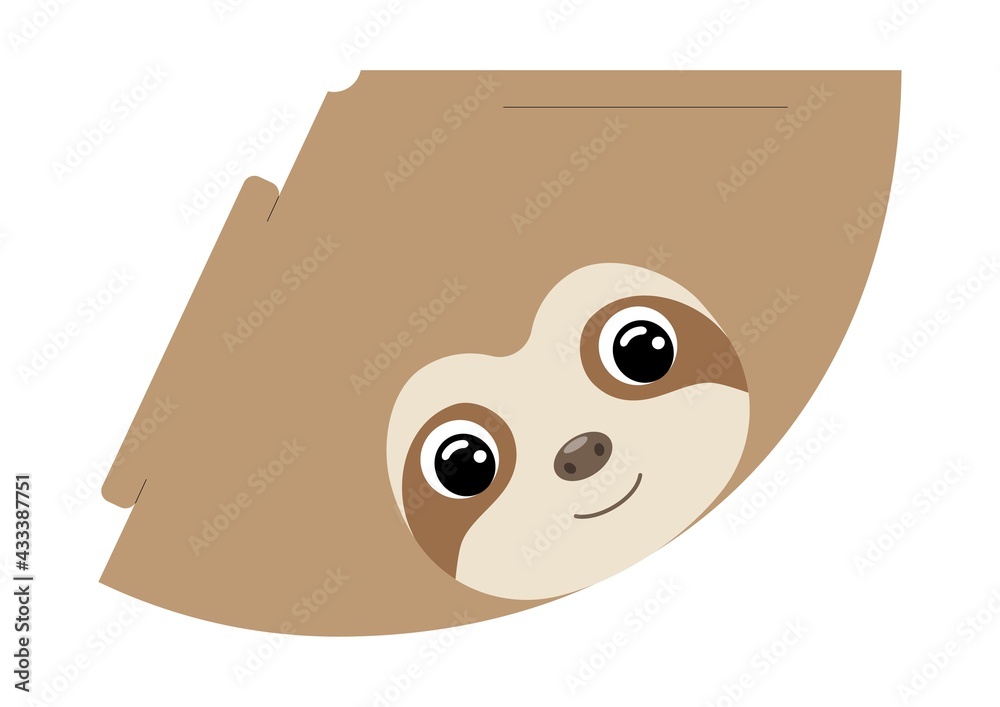 Printable sloth paper hat. Party die cut template for birthday ...