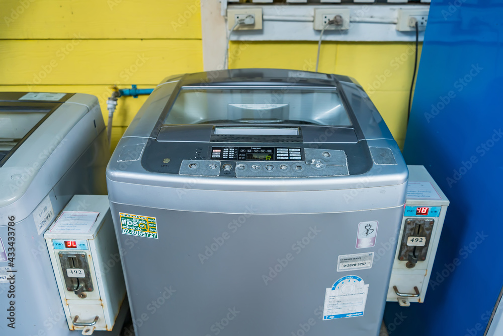 Bangkok, Thailand - May, 09, 2021 :Washing service machine Is becoming ...