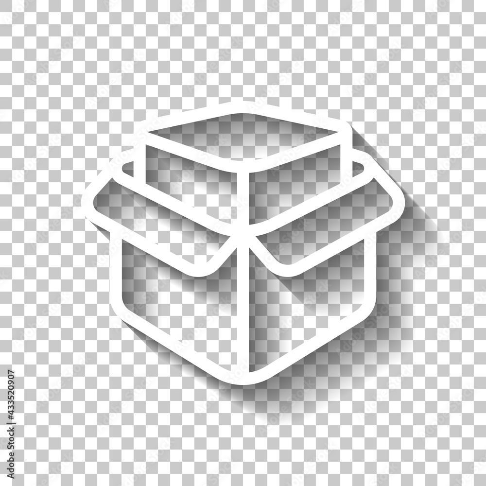 Opened box, product development, carton package, simple icon. White ...