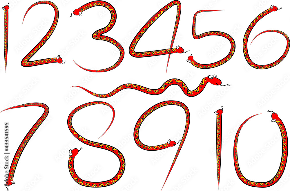 vector cartoon snakes with numbers 1 to 10 design sign Stock Vector ...