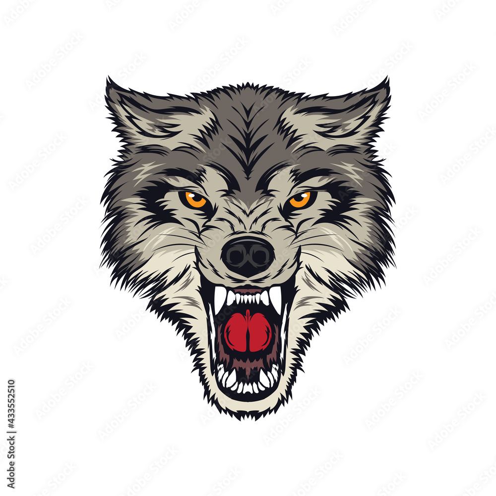 Angry Wolf Face vector illustration, perfect for t shirt design and ...