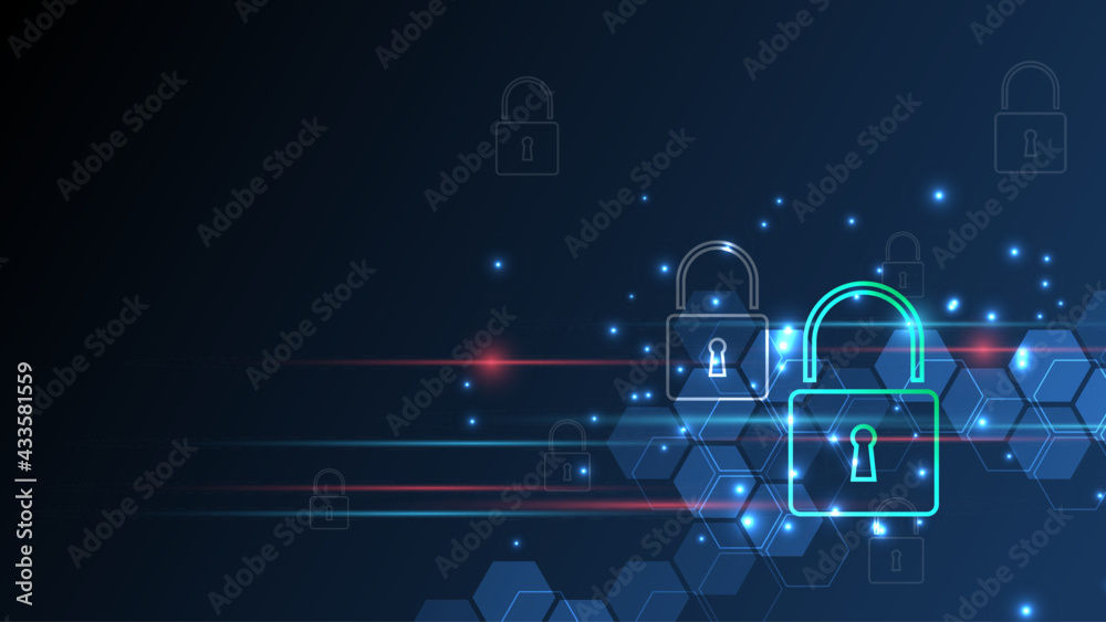 Padlock Security cyber digital concept Abstract technology background ...