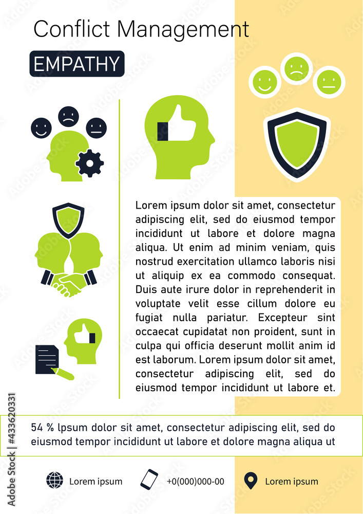 Vetor Conflict management brochure. Empathy template. Flyer, magazine ...