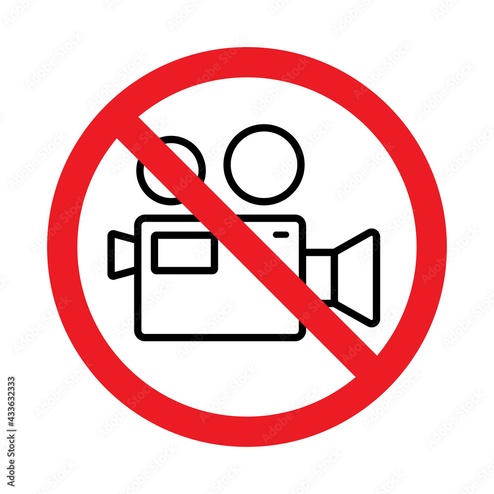 No video camera prohibited sign, Taking recording video not allowed ...