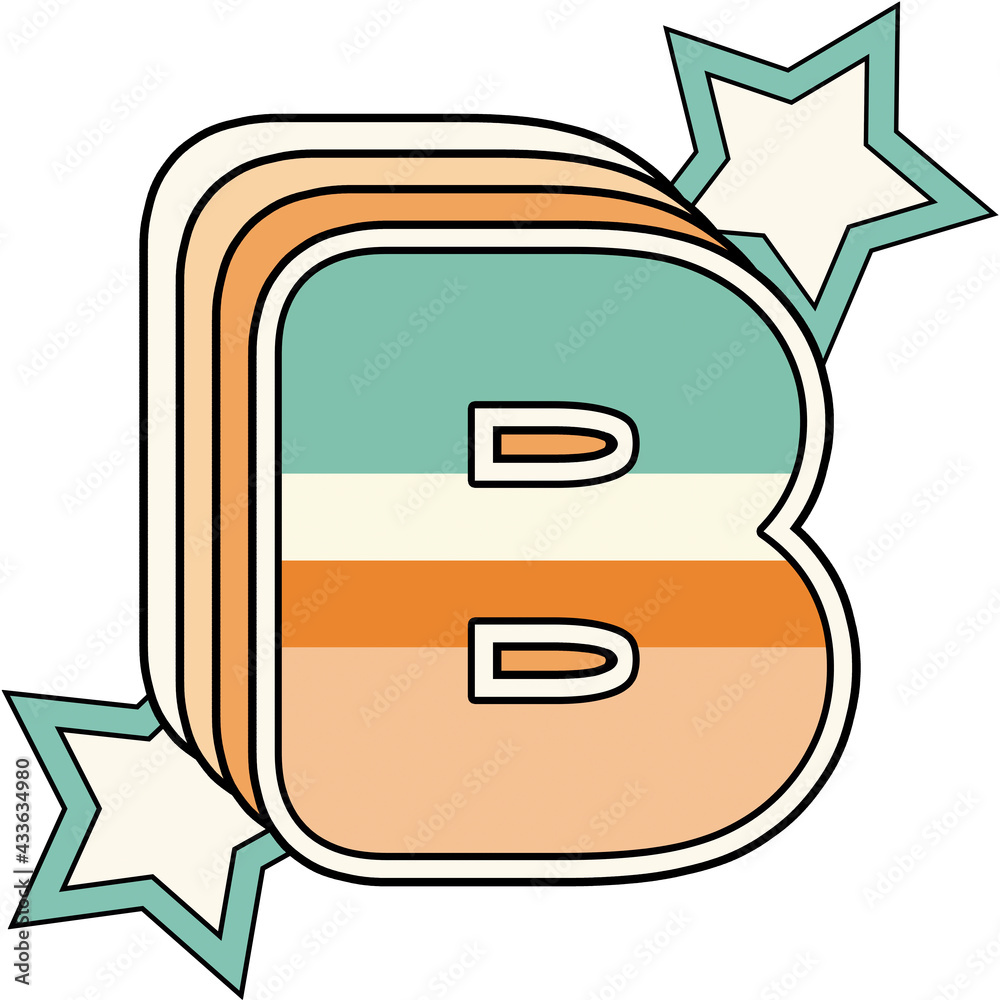 Ilustración de Stock Letter B Monogram Letters Initial Name Retro Font ...