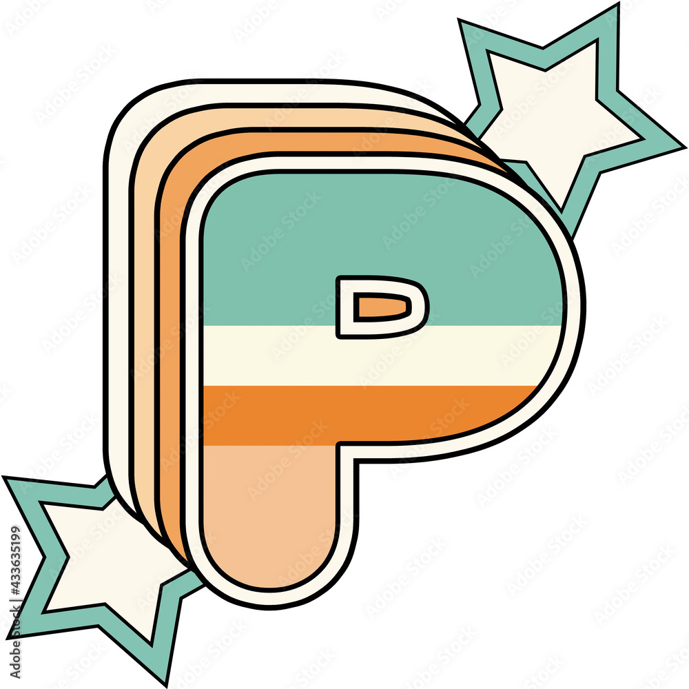 Letter P Monogram Letters Initial Name Retro Font 80s Star Stars Logo ...