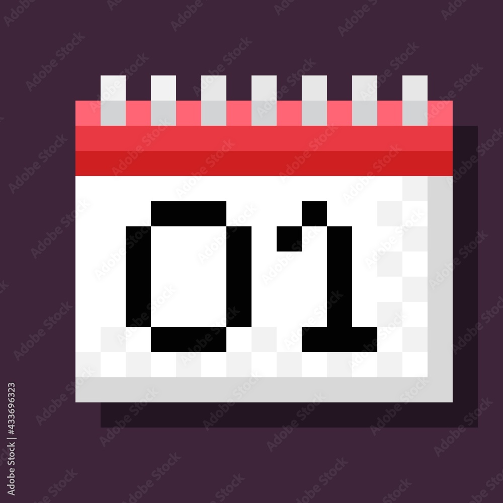Calendar pixel art. Vector illustration. Stock Vector | Adobe Stock
