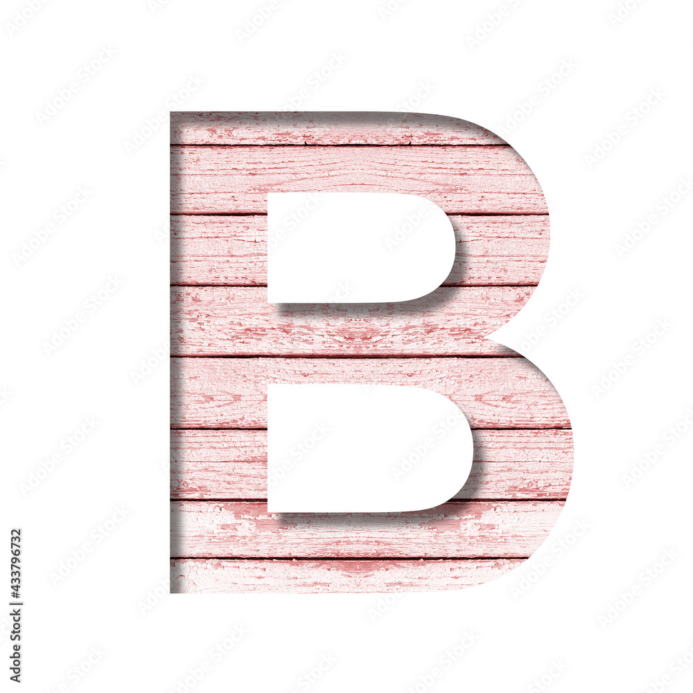 Font on boards with old paint. The letter B cut out of paper on a ...
