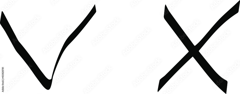 crosses and check marks isolated vector sketches. Yes no icons hand ...